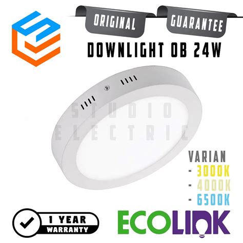 Jual Lampu Ecolink Led Downlight Outbow Round 24 Watt Bulat Surface D175 24w 24 Watt 24watt