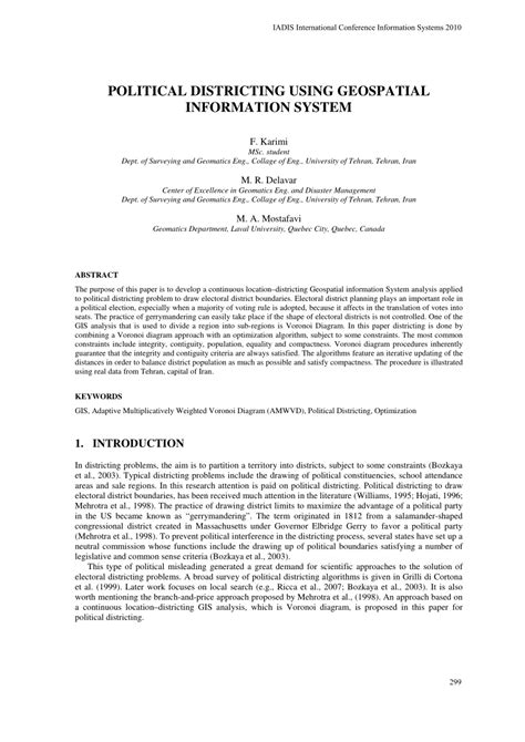 Pdf Political Districting Using Geospatial Information System