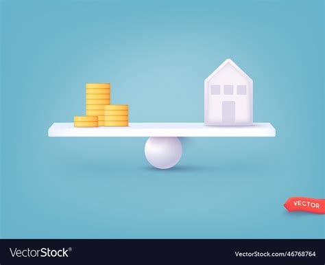 Home And Coin Stacks On Balancing Scale Blue Vector Image