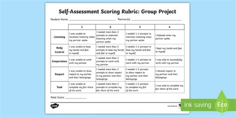 Group Project Self Assessment Rubric Artofit