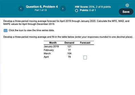 Solved Develop A Three Period Moving Average Forecast For