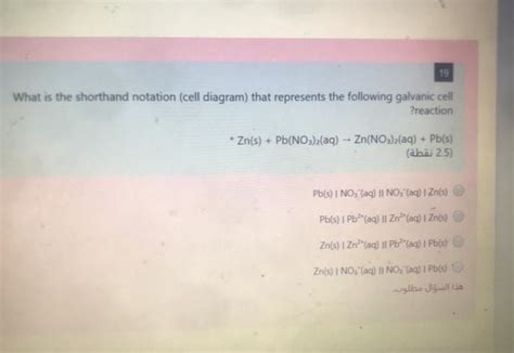 Solved 19 What Is The Shorthand Notation Cell Diagram That