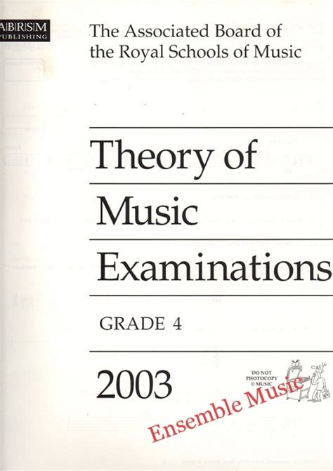 Music Theory Past Papers 2003 Gr 4 Ensemble Music