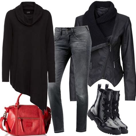 Lederimitat Jacke mit Schalkragen langarm in schwarz für Damenoutfits