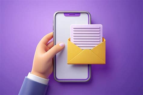 3d Email Envelope Icon With Notification New Message In Hand Holding Smartphone 3d Email