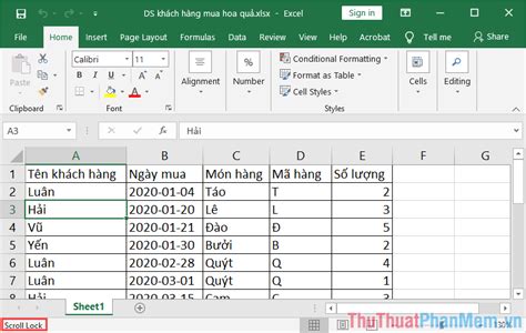 Cách tắt Scroll Lock trong Excel