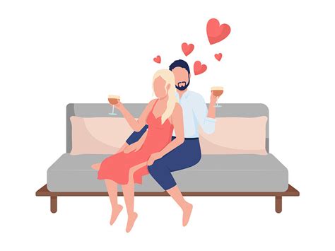 Couple Celebrating Anniversary Semi Flat Color Vector ~ Epicpxls