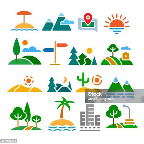 設置景觀圖示向量圖形及更多圖示圖片 圖示 沙漠 圖標集 Istock