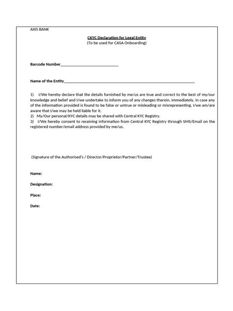 Ckyc Declaration For Legal Entity Pdf