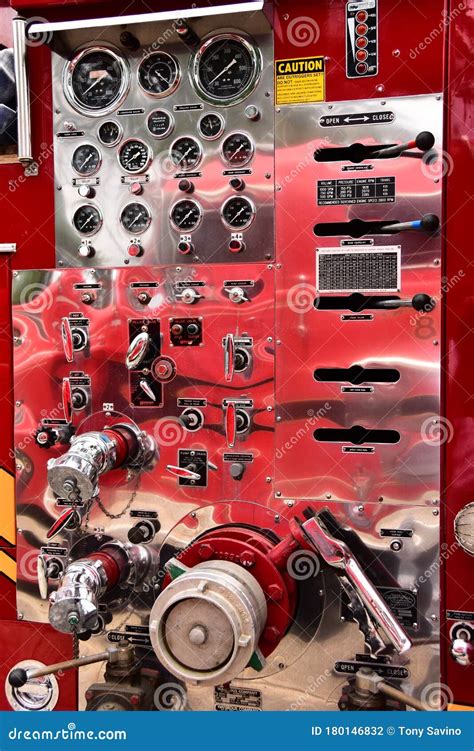 Fire Engine Control Panel For Pumps And Pressures Editorial Photography