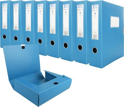 Cyeer 8 Pack A4 Plastic Filing Boxes 75mm Spine Archiving Box Document