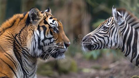 Tiger And Zebra Face To Face Encounter Stock Illustration Illustration Of Encounter Majestic