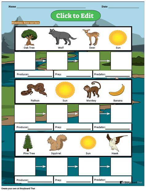 Food Worksheet With Forest Design Storyboard By Templates