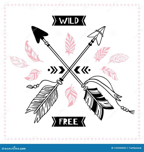 Wild Free Poster Indian Tribal Cross Arrows American Apache Mohawk