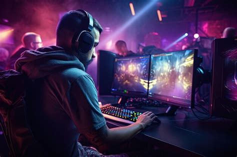 Premium Photo A Man Wearing Headphones Sitting In Front Of A Computer