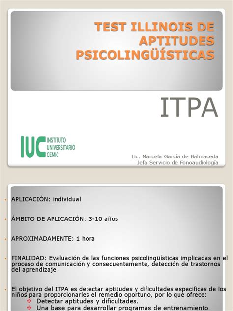 Itpa Como Tomarlo Pdf Comunicación Memoria