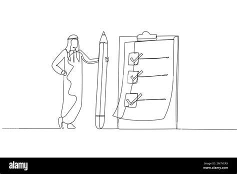 Illustration Of Businesswoman Holding Pencil At Questionnaire Checklist