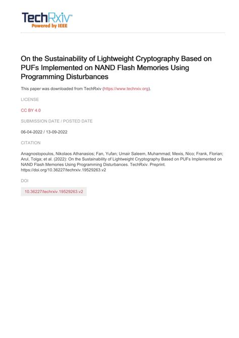 pdf on the sustainability of lightweight cryptography based on pufs