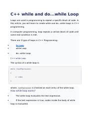 C While And Do While Loops Syntax Examples And Flowcharts Course Hero