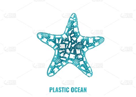 海洋塑胶概念停止标志海星