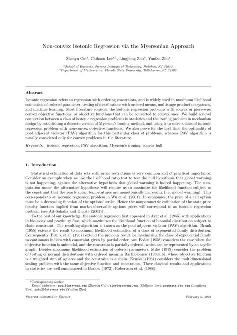 Pdf Non Convex Isotonic Regression Via The Myersonian Approach