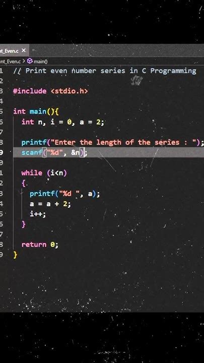 printing series of even numbers in c programing shorts cprogramming