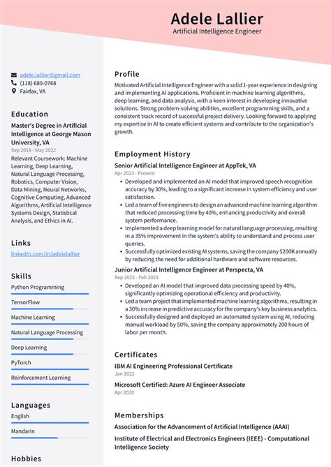 IBM Artificial Intelligence Engineer Resume Examples