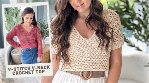 V Stitch V Neck Crochet Summer Top Seamless Top Down Construction Long And Short Sleeve