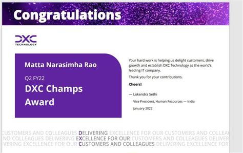 Narasimha Rao Matta On Linkedin Its A Great Pleasure To Update You