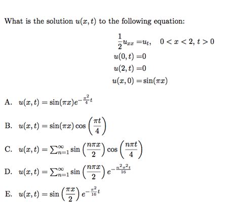 solved what is the solution u x t to the following