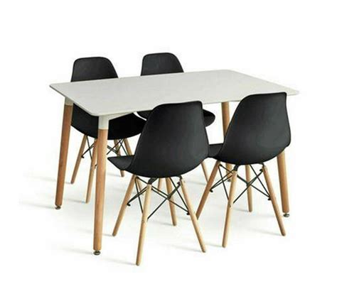 Dining Table And 4 Wooden Dining Chairs Black Makro