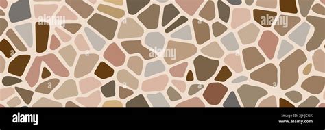 Light Brown Seamless Pebble Mosaic Organic Floor Pattern Vector