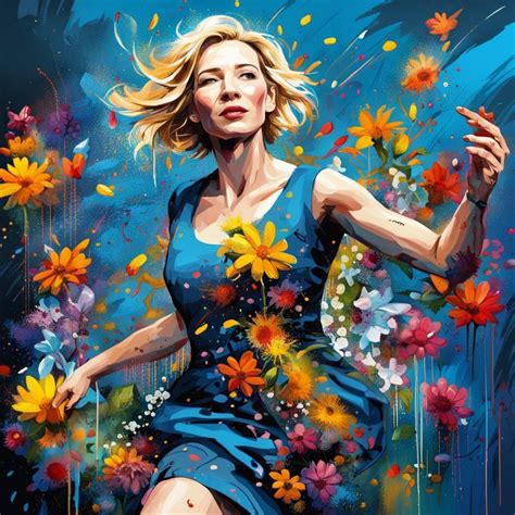 Cate Blanchett In Short Blue Dress Is Dancing With Many Beautiful