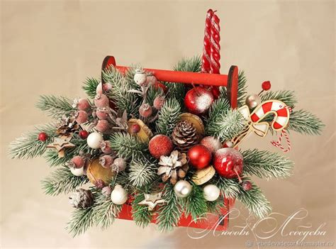 Новогодняя композиция в деревянном ящике РОЖДЕСТВО в интернет магазине на Ярмарке Мастеров