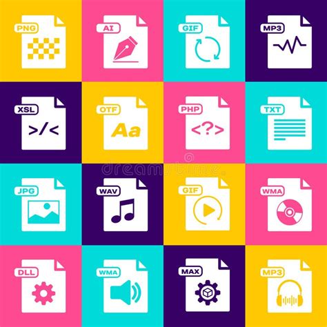 Set Mp3 File Document Wma Txt  Otf Xsl Png And Php Icon