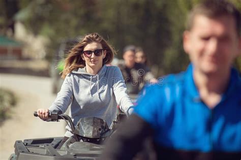 Man Riding Atv Vehicle On Off Road Track People Outdoor Sport