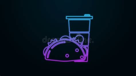 Ligne De Néon Incandescente Verre Et Taco De Papier Avec Licône