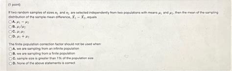 solved if two random samples of sizes n1 and n2 are selected