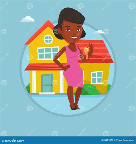 Real Estate Agent With Key Vector Illustration Stock Vector