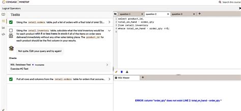 cengage mindtap logical operators tasks using the retail orders table