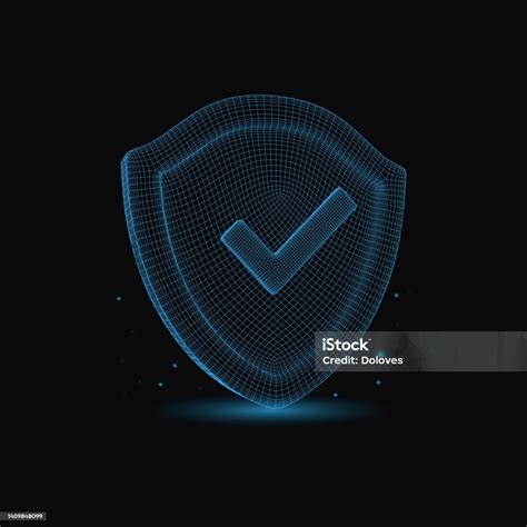 3d 그리드 쉴드 라인 아이콘입니다 개념 식별 액세스 권한 보안 네트워크 데이터 보안 미래 기술 벡터 일러스트 레이 션 인터넷에