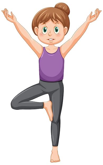 Une Fille Faisant Le Personnage De Dessin Animé De Yoga Vecteur Gratuite