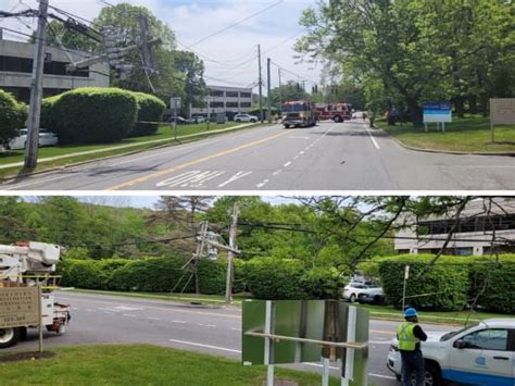 Fallen Telephone Pole Low Wires Close Route 172 In Mount Kisco