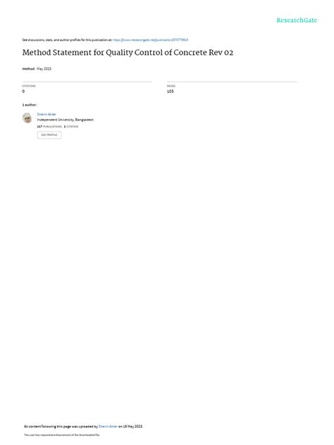 Method Statement Of Quality C Concrete Rev 02 Pdf Concrete
