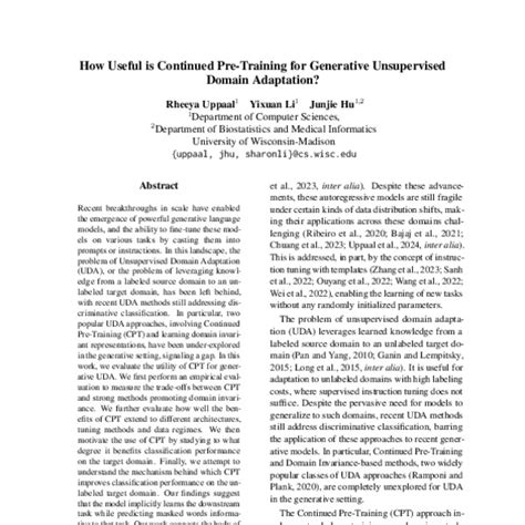 How Useful Is Continued Pre Training For Generative Unsupervised Domain Adaptation Acl Anthology