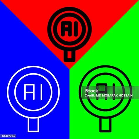 Ai 검색 아이콘입니다 인공 지능 컬렉션에서 벡터 아이콘을 검색합니다 윤곽선 스타일 검색 아이콘입니다 감시에 대한 스톡 벡터 아트 및 기타 이미지 Istock