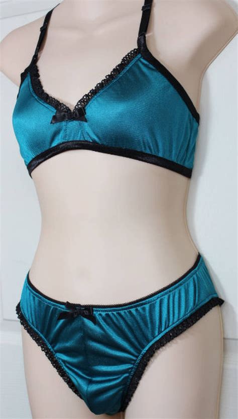 Bra For Men Teal Black Cross Dresser Fetish Sissy Bra Tricot