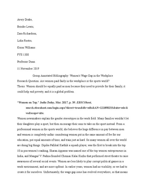 Group Annotated Bib Pdf Gender Pay Gap Salary
