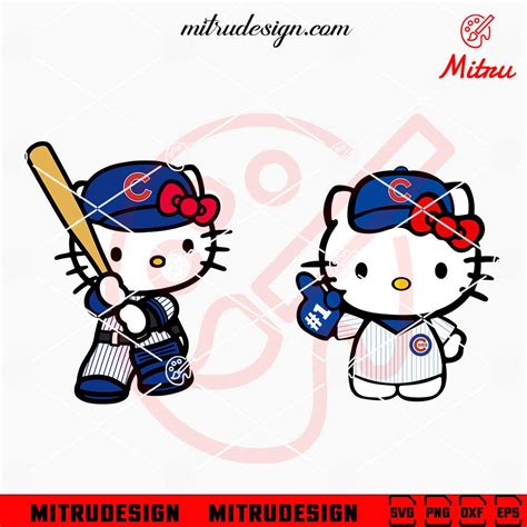 Hello Kitty Chicago Cubs Svg Png Dxf Eps Cutting Files