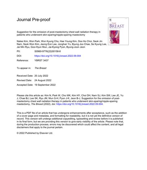 Pdf Suggestion For The Omission Of Post Mastectomy Chest Wall